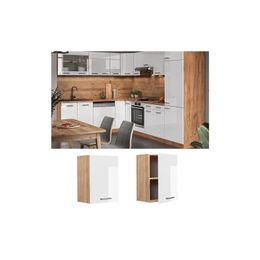 VICCO H&auml;ngeschrank K&uuml;chenschrank K&uuml;chenzeile R-Line 45 cm Eiche Wei&szlig; T&uuml;r F&auml;cher