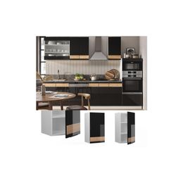 VICCO H&auml;ngeschrank K&uuml;chenschrank K&uuml;chenm&ouml;bel Fame-Line Wei&szlig; Schwarz Eiche 40 cm modern Hochglanz