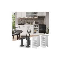 VICCO Regalunterschrank K&uuml;chenschrank K&uuml;chenzeile R-Line 40 cm Wei&szlig; F&auml;cher Arbeitsplatte