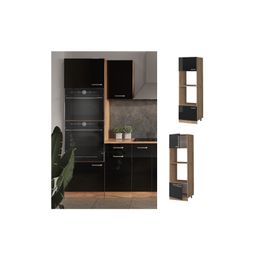 VICCO Mikrowellenschrank K&uuml;chenschrank R-Line Solid Eiche Schwarz 60 cm modern