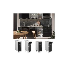 VICCO Schubunterschrank K&uuml;chenschrank R-Line Solid Wei&szlig; Schwarz 30 cm modern