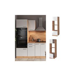 VICCO Mikrowellenumbauschrank K&uuml;chenschrank K&uuml;chenzeile R-Line 60 cm Goldkraft Wei&szlig;