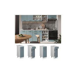 VICCO Schubunterschrank K&uuml;chenschrank R-Line Solid Wei&szlig; Blau Grau 30 cm modern Arbeitsplatte