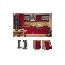VICCO Schubladenunterschrank K&uuml;chenschrank K&uuml;chenzeile R-Line 60 cm Eiche Bordeaux Schublade