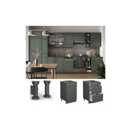 VICCO Schubunterschrank K&uuml;chenschrank K&uuml;chenm&ouml;bel Fame-Line Anthrazit Gr&uuml;n-Gold Landhaus 50 cm K&uuml;che Einbauk&uuml;che Dreht&uuml;r Blende K&uuml;chenzeile