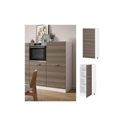 VICCO Backofenumbauschrank K&uuml;chenschrank K&uuml;chenzeile R-Line 60 cm Wei&szlig; Edelgrau gro&szlig;e T&uuml;r