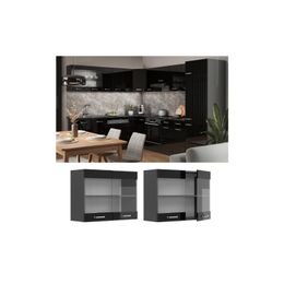 VICCO Glashängeschrank Küchenschrank R-Line Solid Anthrazit Schwarz 80 cm modern