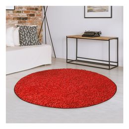 Karat Shaggy-Teppich Barcelona Rot 120 Rund