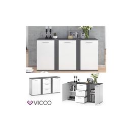 VICCO Sideboard NOVELLI Highboard wei&szlig; anthrazit Kommode Anrichte Schrank 2 T&uuml;ren