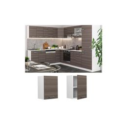 VICCO H&auml;ngeschrank K&uuml;chenschrank K&uuml;chenzeile R-Line 45 cm Wei&szlig; Edelgrau T&uuml;r F&auml;cher