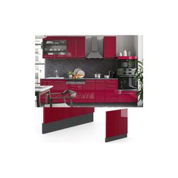 VICCO Geschirrsp&uuml;lerfront 60 cm Bordeaux Hochglanz K&uuml;chenschrank Blende K&uuml;chenzeile Fame-Line