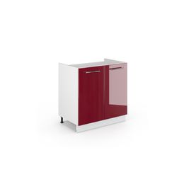 VICCO Sp&uuml;lenunterschrank 80 cm Bordeaux Hochglanz K&uuml;chenschrank H&auml;ngeschrank K&uuml;chenzeile Fame-Line