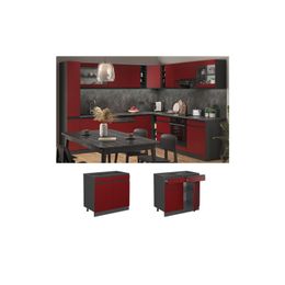 VICCO Schubunterschrank K&uuml;chenschrank K&uuml;chenm&ouml;bel R-Line J-Shape Anthrazit Rot 80 cm modern