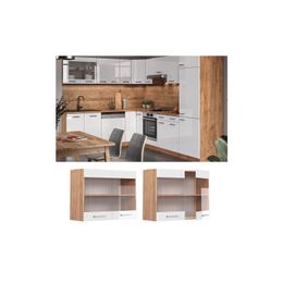 VICCO H&auml;ngeglasschrank K&uuml;chenschrank K&uuml;chenzeile R-Line 80 cm Goldkraft Wei&szlig;