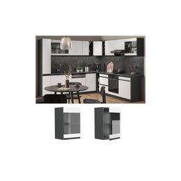 VICCO Glash&auml;ngeschrank K&uuml;chenschrank K&uuml;chenm&ouml;bel R-Line J-Shape Anthrazit Wei&szlig; 40 cm modern