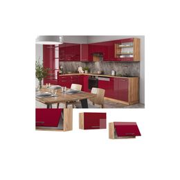 VICCO H&auml;ngeschrank K&uuml;chenschrank K&uuml;chenm&ouml;bel Fame-Line Eiche Rot Bordeaux modern 60 cm K&uuml;che Einbauk&uuml;che H&auml;ngeschrank Klappt&uuml;r Dunstabzugshaube K&uuml;chenzeile Hochglanz