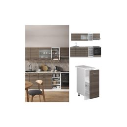 VICCO K&uuml;chenzeile K&uuml;chenblock Einbauk&uuml;che R-Line 240 cm Wei&szlig; Edelgrau K&uuml;che