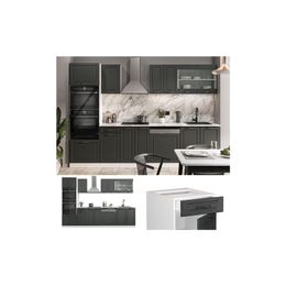 VICCO K&uuml;chenzeile K&uuml;chenblock Einbauk&uuml;che R-Line MUS Wei&szlig; Landhaus Anthrazit