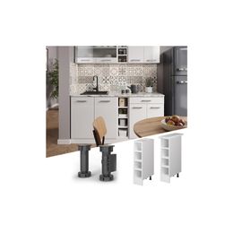 VICCO Regalunterschrank K&uuml;chenschrank K&uuml;chenzeile R-Line 20 cm Wei&szlig; F&auml;cher Arbeitsplatte