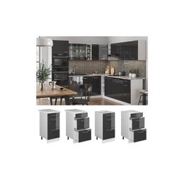 VICCO Schubladenunterschrank K&uuml;chenschrank K&uuml;chenzeile R-Line 40 cm Wei&szlig; Anthrazit Schublade Arbeitsplatte