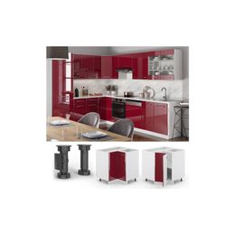 VICCO Eckunterschrank 87 cm Bordeaux Hochglanz K&uuml;chenschrank H&auml;ngeschrank K&uuml;chenzeile Fame-Line