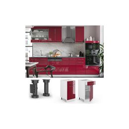 VICCO Schubunterschrank 40 cm Bordeaux Hochglanz K&uuml;chenschrank H&auml;ngeschrank K&uuml;chenzeile Fame-Line