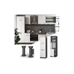 VICCO Herdumbauschrank K&uuml;chenschrank K&uuml;chenm&ouml;bel Fame-Line Landhaus Anthrazit Wei&szlig; 60 cm K&uuml;che Einbauk&uuml;che Blende Herdschrank Hochschrank K&uuml;chenzeile Dreht&uuml;r Einlegeboden