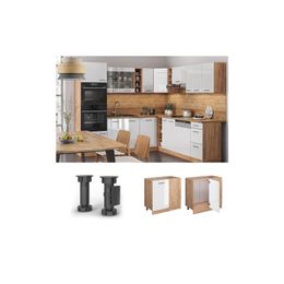 VICCO Eckunterschrank K&uuml;chenschrank K&uuml;chenzeile R-Line 86 cm Eiche Wei&szlig; T&uuml;r