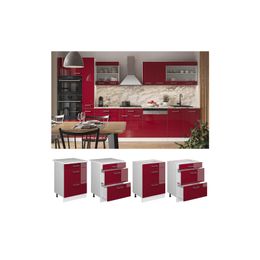 VICCO Schubladenunterschrank K&uuml;chenschrank K&uuml;chenzeile R-Line 60 cm Wei&szlig; Bordeaux Schublade