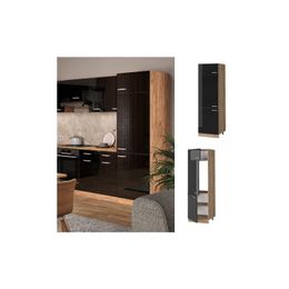 VICCO K&uuml;hlumbauschrank K&uuml;chenschrank R-Line Solid Eiche Schwarz 60 cm modern