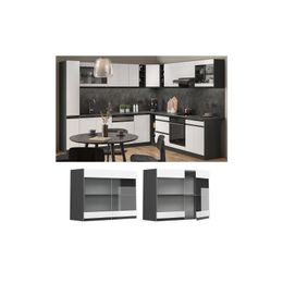 VICCO Glash&auml;ngeschrank K&uuml;chenschrank K&uuml;chenm&ouml;bel R-Line J-Shape Anthrazit Wei&szlig; 80 cm modern