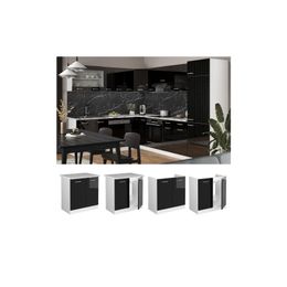 VICCO Sp&uuml;lenunterschrank K&uuml;chenschrank R-Line Solid Wei&szlig; Schwarz 80 cm modern Arbeitsplatte