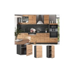 VICCO H&auml;ngeschrank K&uuml;chenschrank K&uuml;chenm&ouml;bel Fame-Line Anthrazit Eiche modern 40 cm K&uuml;che Einbauk&uuml;che H&auml;ngeschrank Dreht&uuml;r Einlegeboden K&uuml;chenzeile