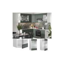 VICCO H&auml;ngeglasschrank K&uuml;chenschrank K&uuml;chenm&ouml;bel Fame-Line Wei&szlig; Gr&uuml;n-Gold Landhaus 40 cm K&uuml;che Einbauk&uuml;che H&auml;ngeschrank Glasschrank Dreht&uuml;r Einlegeboden K&uuml;chenzeile