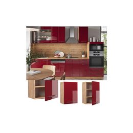 VICCO H&auml;ngeschrank K&uuml;chenschrank K&uuml;chenm&ouml;bel Fame-Line Eiche Rot Bordeaux modern 50 cm K&uuml;che Einbauk&uuml;che H&auml;ngeschrank Dreht&uuml;r Einlegeboden K&uuml;chenzeile Hochglanz
