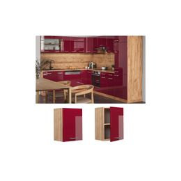 VICCO H&auml;ngeschrank K&uuml;chenschrank K&uuml;chenzeile R-Line 45 cm Eiche Bordeaux T&uuml;r F&auml;cher