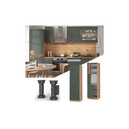 VICCO Herdumbauschrank K&uuml;chenschrank K&uuml;chenm&ouml;bel Fame-Line Landhaus Eiche Gr&uuml;n 60 cm Gold K&uuml;che Einbauk&uuml;che Blende Herdschrank Hochschrank K&uuml;chenzeile Dreht&uuml;r Einlegeboden
