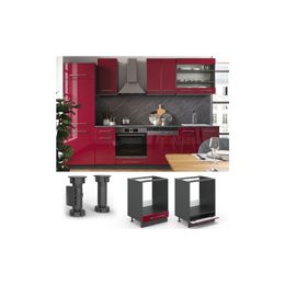 VICCO Herdumbauschrank 60 cm Bordeaux Hochglanz K&uuml;chenschrank H&auml;ngeschrank K&uuml;chenzeile Fame-Line