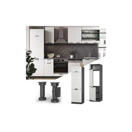 VICCO K&uuml;hlumbauschrank 60 cm FAME Line K&uuml;chenschrank K&uuml;chenzeile Landhaus Wei&szlig; Anthrazit