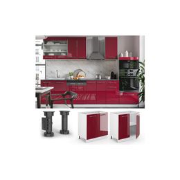 VICCO Unterschrank 80 cm Bordeaux Hochglanz K&uuml;chenschrank H&auml;ngeschrank K&uuml;chenzeile Fame-Line