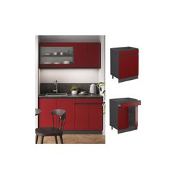 VICCO Schubunterschrank K&uuml;chenschrank K&uuml;chenm&ouml;bel R-Line J-Shape Anthrazit Rot 60 cm modern