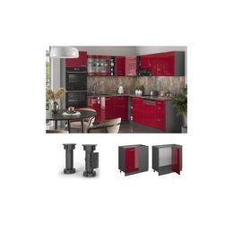 VICCO Eckunterschrank K&uuml;chenschrank K&uuml;chenzeile R-Line 86 cm Anthrazit Bordeaux T&uuml;r