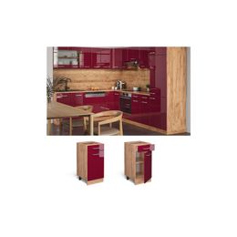 VICCO Schubunterschrank K&uuml;chenschrank K&uuml;chenzeile R-Line 40 cm Goldkraft Bordeaux