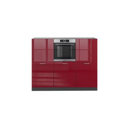 VICCO K&uuml;chenzeile K&uuml;chenblock Einbauk&uuml;che R-Line Anthrazit Bordeaux Hochglanz Backofen