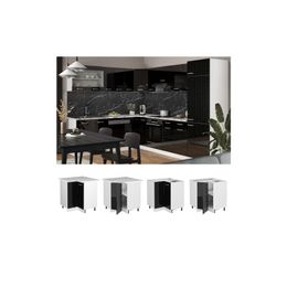 VICCO Eckunterschrank K&uuml;chenschrank R-Line Solid Wei&szlig; Schwarz 87 cm modern Arbeitsplatte