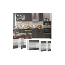 VICCO H&auml;ngeglasschrank K&uuml;chenschrank K&uuml;chenm&ouml;bel Fame-Line Wei&szlig; Anthrazit-Gold Landhaus 80 cm K&uuml;che Einbauk&uuml;che H&auml;ngeschrank Glasschrank Dreht&uuml;r Einlegeboden K&uuml;chenzeile