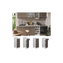 VICCO Schubunterschrank K&uuml;chenschrank K&uuml;chenzeile R-Line 30 cm Wei&szlig; Edelgrau T&uuml;r Schublade