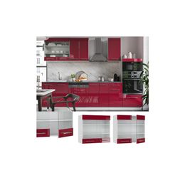 VICCO H&auml;ngeglasschrank 80 cm Bordeaux Hochglanz K&uuml;chenschrank H&auml;ngeschrank K&uuml;chenzeile Fame-Line