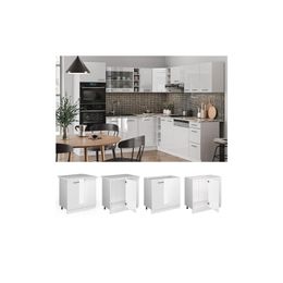 VICCO Eckunterschrank K&uuml;chenschrank K&uuml;chenzeile R-Line 86 cm Wei&szlig; T&uuml;r Hochglanz