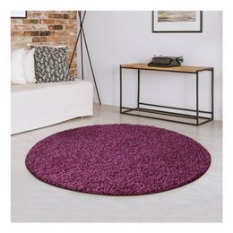 Karat Shaggy-Teppich Barcelona Berry 114 Rund